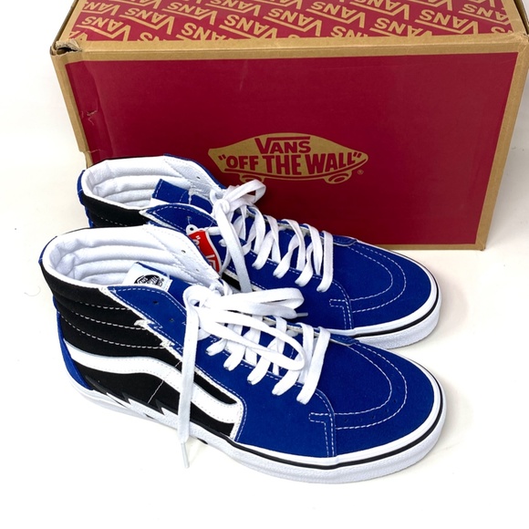 Vans | Shoes | Vans Sk8hi Bolt Blue Black Mens Suede Canvas Skate ...